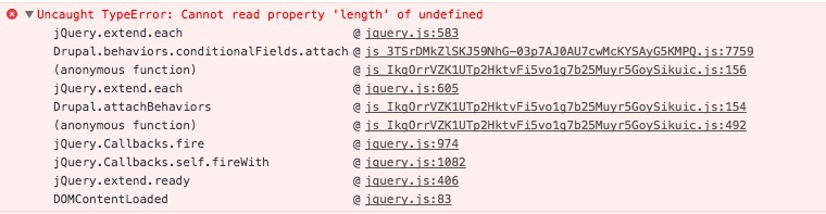 Uncaught TypeError: Cannot read property 'length' of undefined [#2499655] | Drupal.org